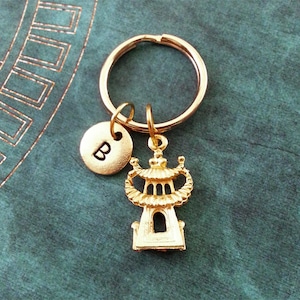 Pagoda Keychain SMALL Gold Pagoda Keyring Custom Keyring Personalized ...