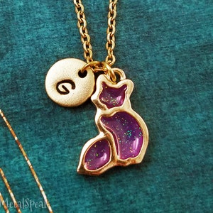 Cat Keychain VERY SMALL Purple Cat Keyring Cat Charm Keychain Kitten ...