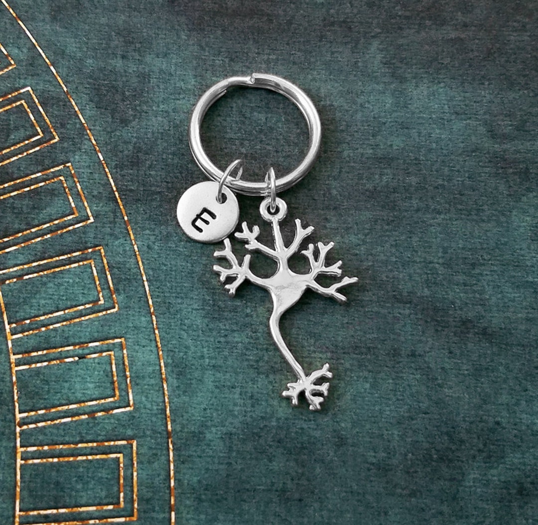 Neuron Keychain SMALL Brain Cell Keyring Chemistry Keychain Chemist ...