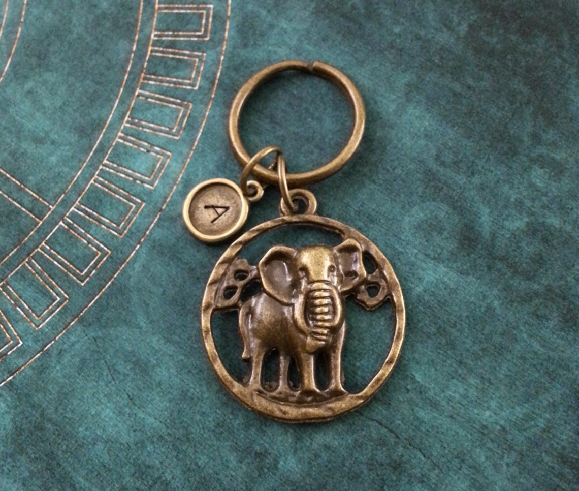 Elephant Keychain Brass Elephant Keyring Custom Keyring | Etsy