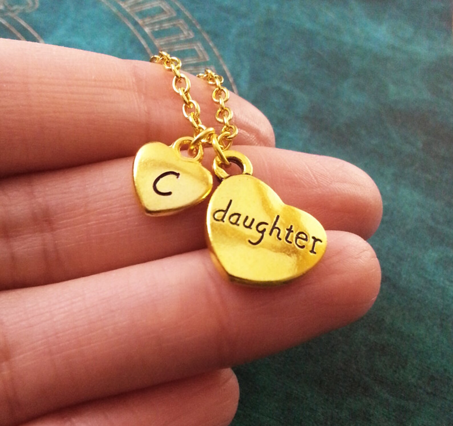 Daughter Keychain SMALL Daughter Heart Keychain Gold Daughter | Etsy