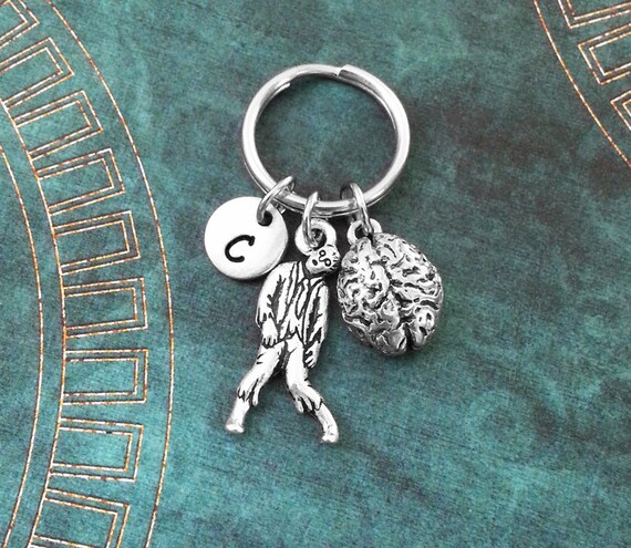 Zombie Keychain SMALL Zombie Keyring Brain Keychain Boyfriend | Etsy