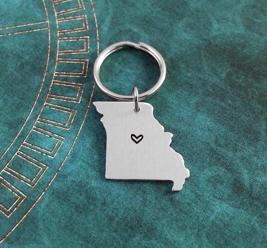 Missouri Keychain Personalized Hand Stamped Missouri Keyring | Etsy