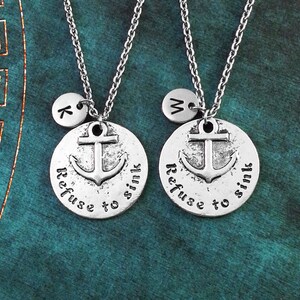 Refuse to Sink Keychain SET of 2 Anchor Keychains Nautical Keychain ...