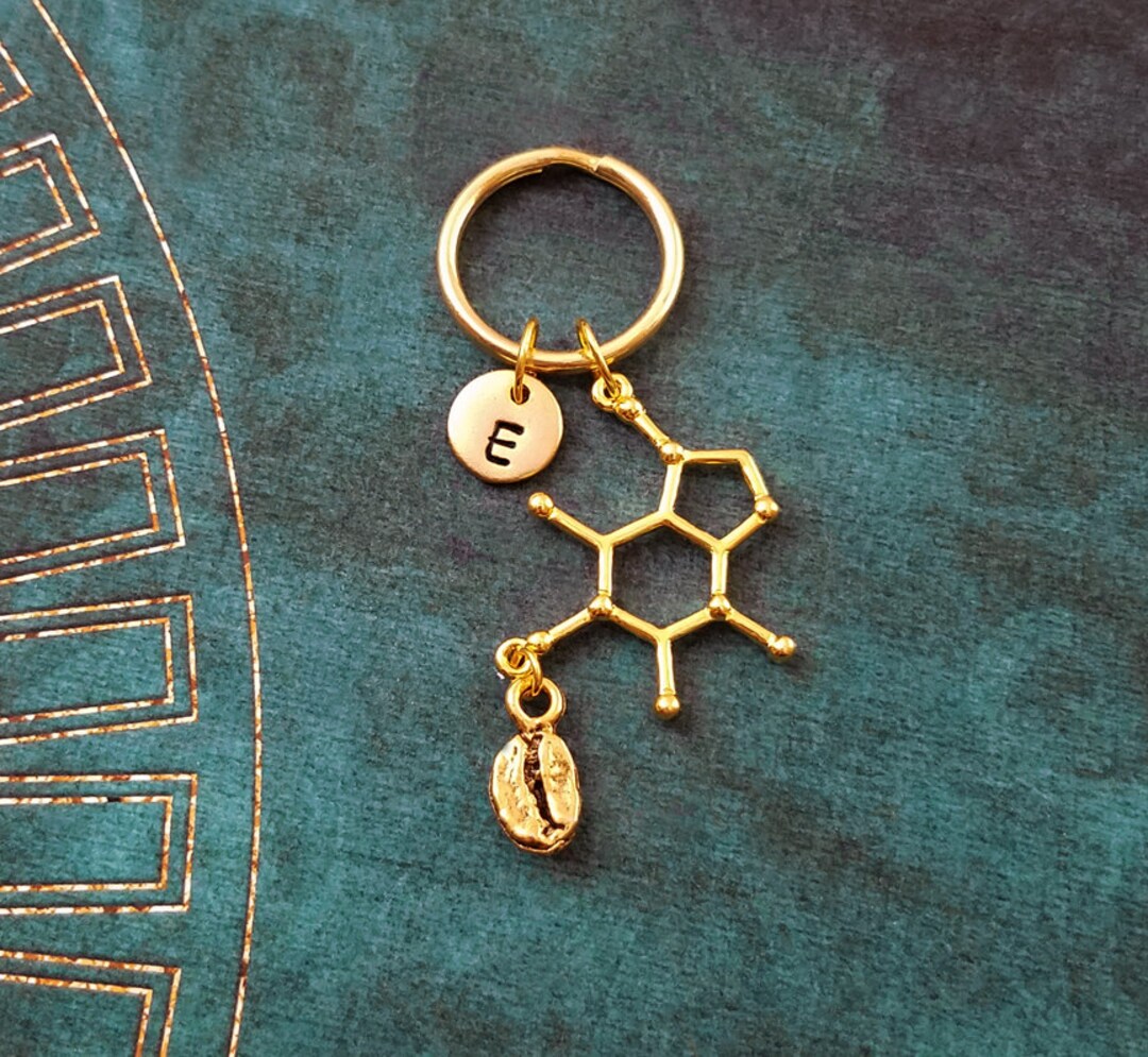 Caffeine Keychain SMALL Caffeine Keyring Coffee Bean Keychain Chemist ...