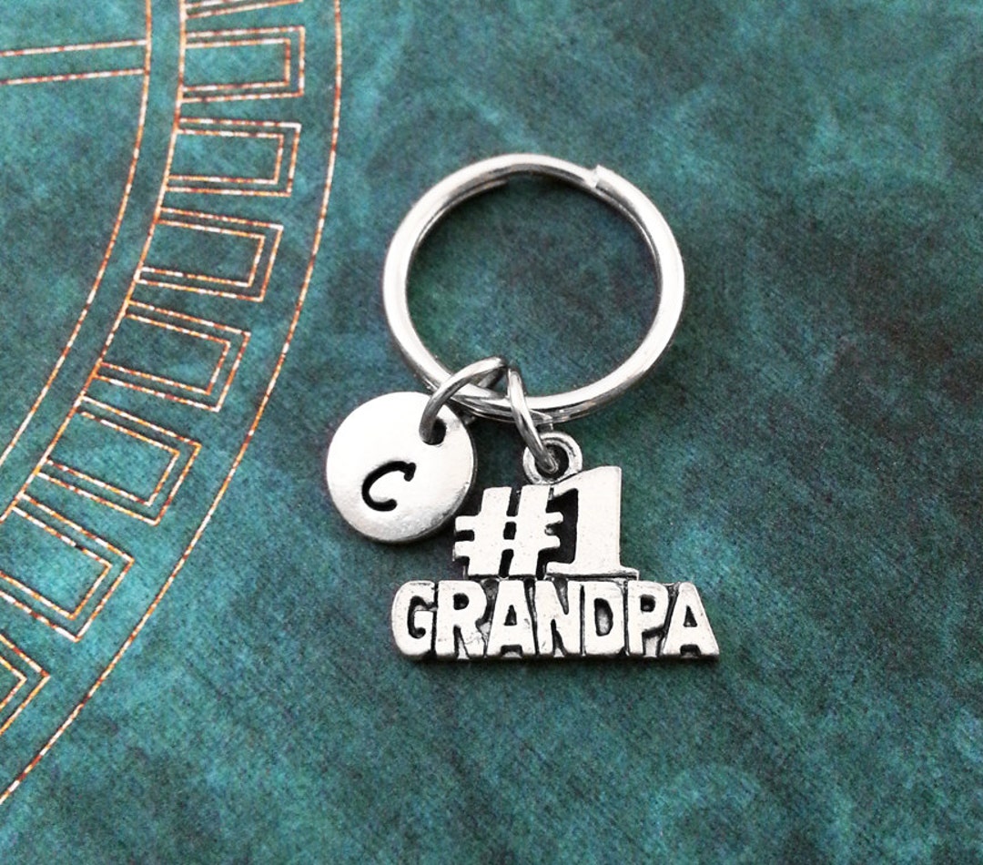 Number One Grandpa Keychain SMALL Grandpa Keyring Personalized Father's ...