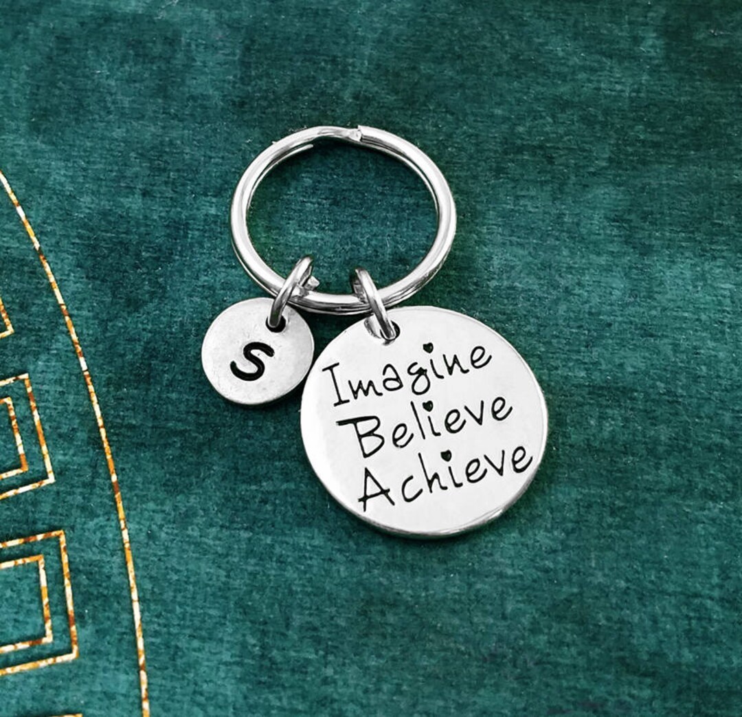 Imagine Believe Achieve Keychain SMALL Motivational Keyring Charm ...
