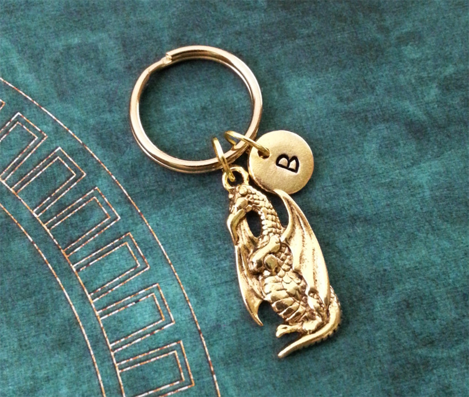 Dragon Keychain VERY SMALL Gold Dragon Keyring Personalized - Etsy