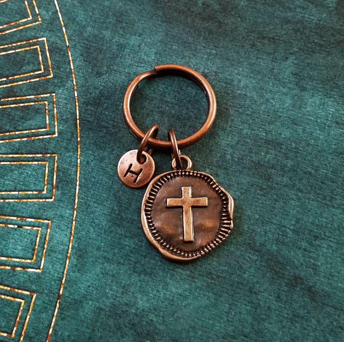 Cross Keychain VERY SMALL Copper Cross Keyring Coin Charm - Etsy