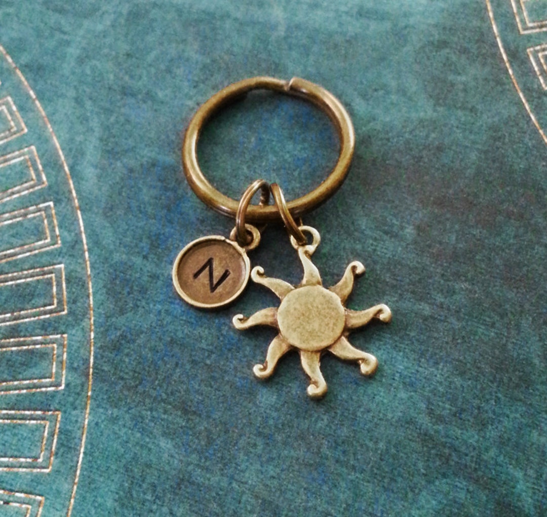 Sun Keychain VERY SMALL Sun Keyring Bronze Sun Charm Keychain Sun ...