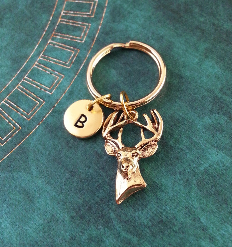 Gold Deer Keychain SMALL Deer Keyring Custom Keyring | Etsy