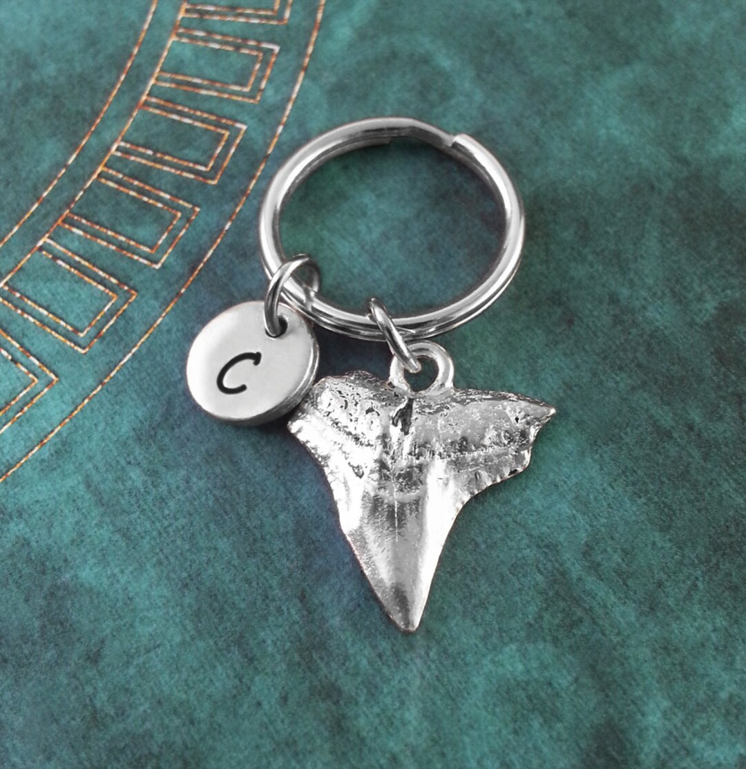Shark Tooth Keychain, Personalized Keychain, Shark Keyring, Custom Key ...