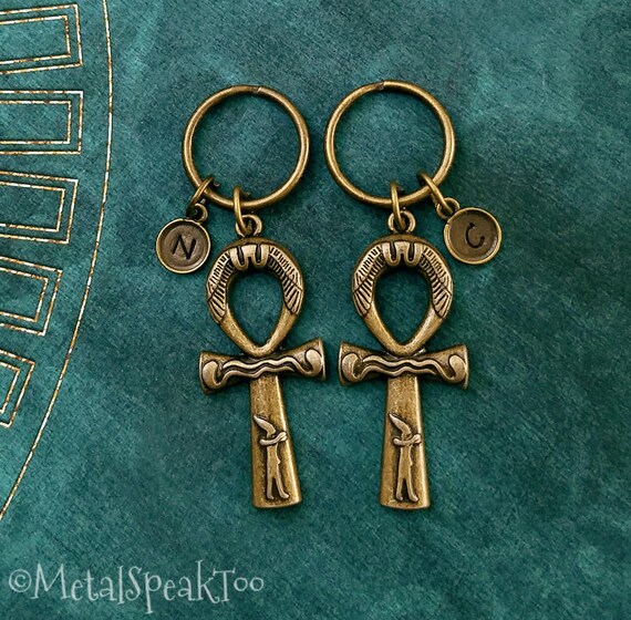 Ankh Keychain SET of 2 SMALL Ankh Charm Keychains Personalized - Etsy