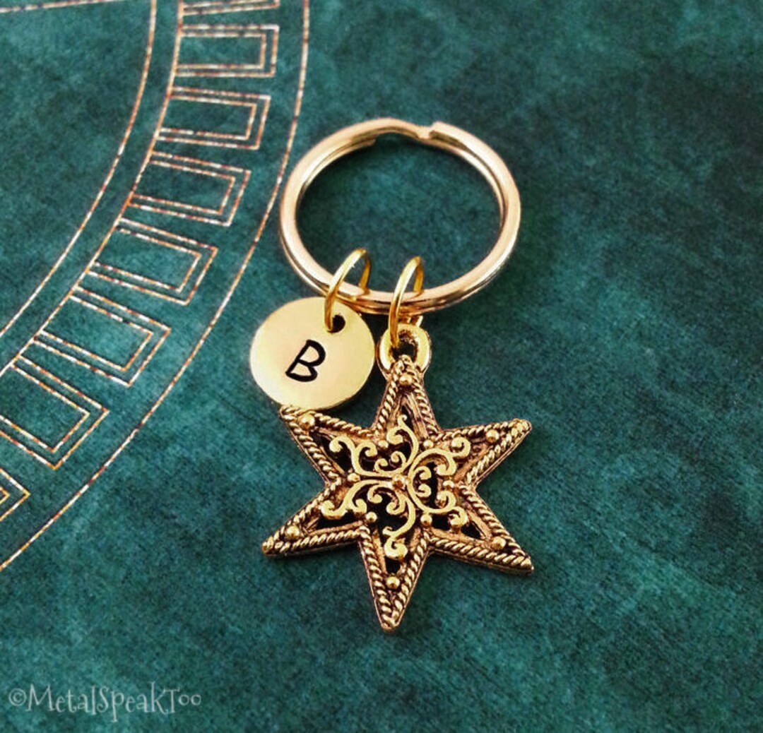 Star Keychain SMALL Six Point Star Charm Keychain Christmas Star ...