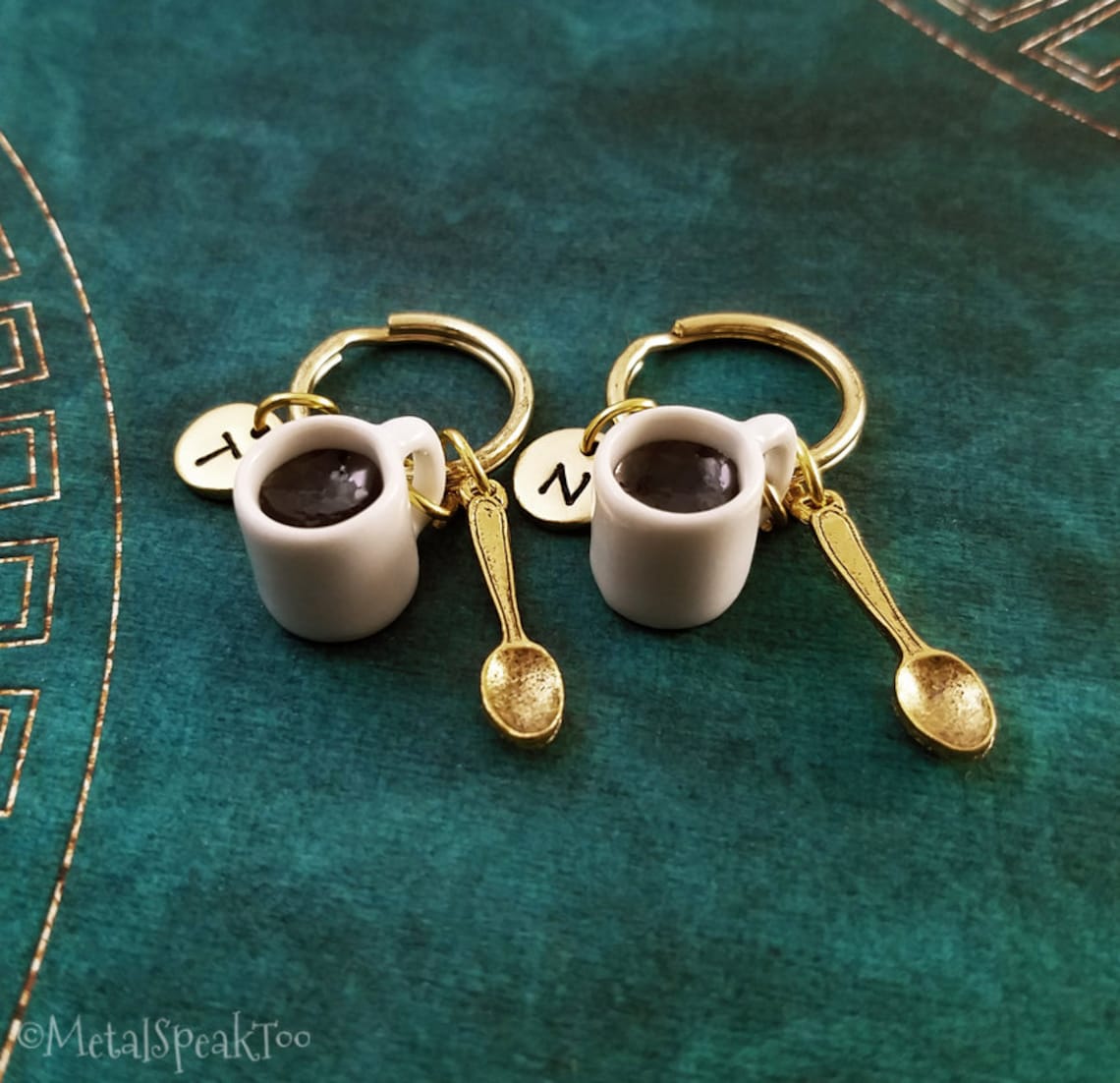 Coffee Keychain SET of 2 SMALL Coffee Cup Keyrings Spoon - Etsy