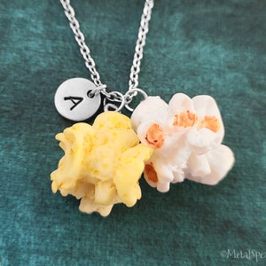 Popcorn Keychain SMALL Buttered Popcorn Keyring Personalized Initial ...