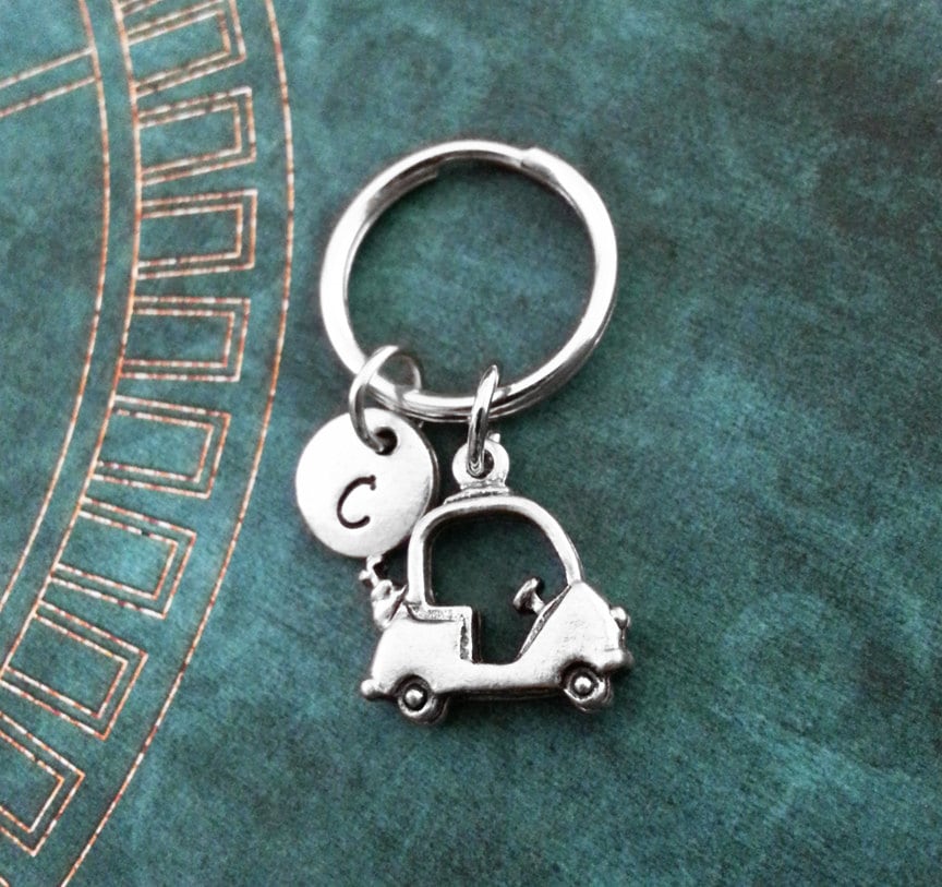 Golf Cart Keychain SMALL Silver Golf Keychain Personalized - Etsy UK