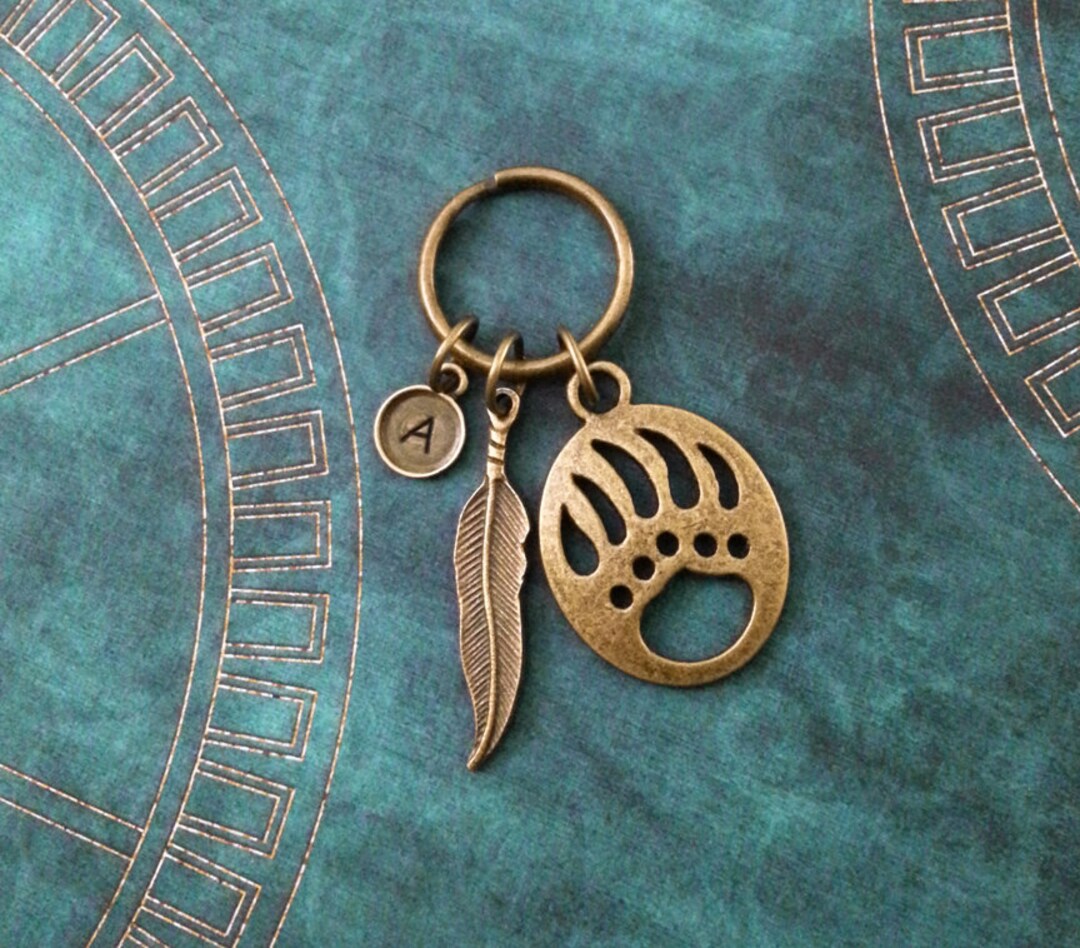 Bear Claw Keychain SMALL Bronze Paw Print Keychain Personalized ...