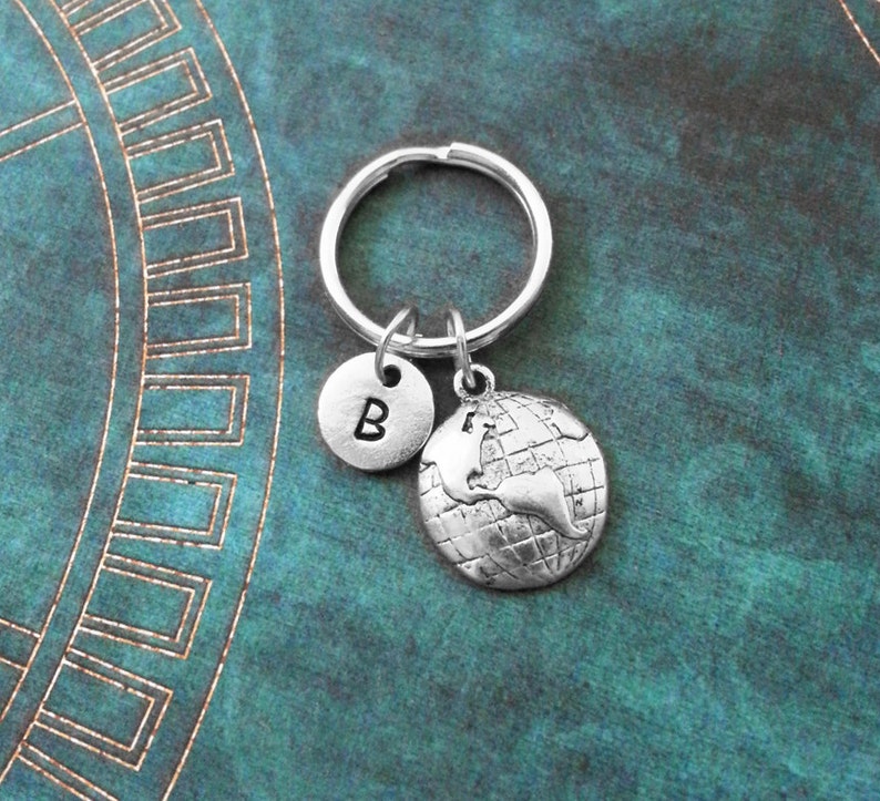 Globe Keychain VERY SMALL Silver Globe Keyring Personalized - Etsy