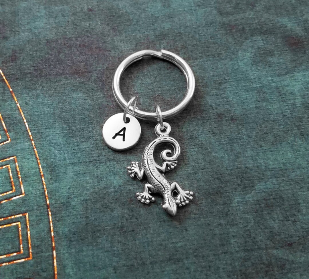 Gecko Keychain VERY SMALL Personalized Keychain Gecko Keyring Lizard ...