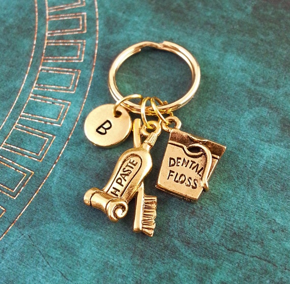 Dental Floss Keychain SMALL Toothpaste Keychain Toothbrush | Etsy