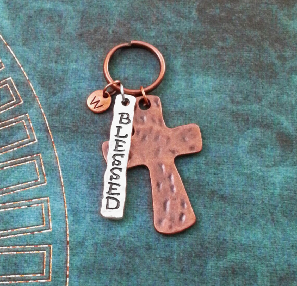 Cross Keychain Copper Cross Keyring Cross Charm Keychain Christian ...