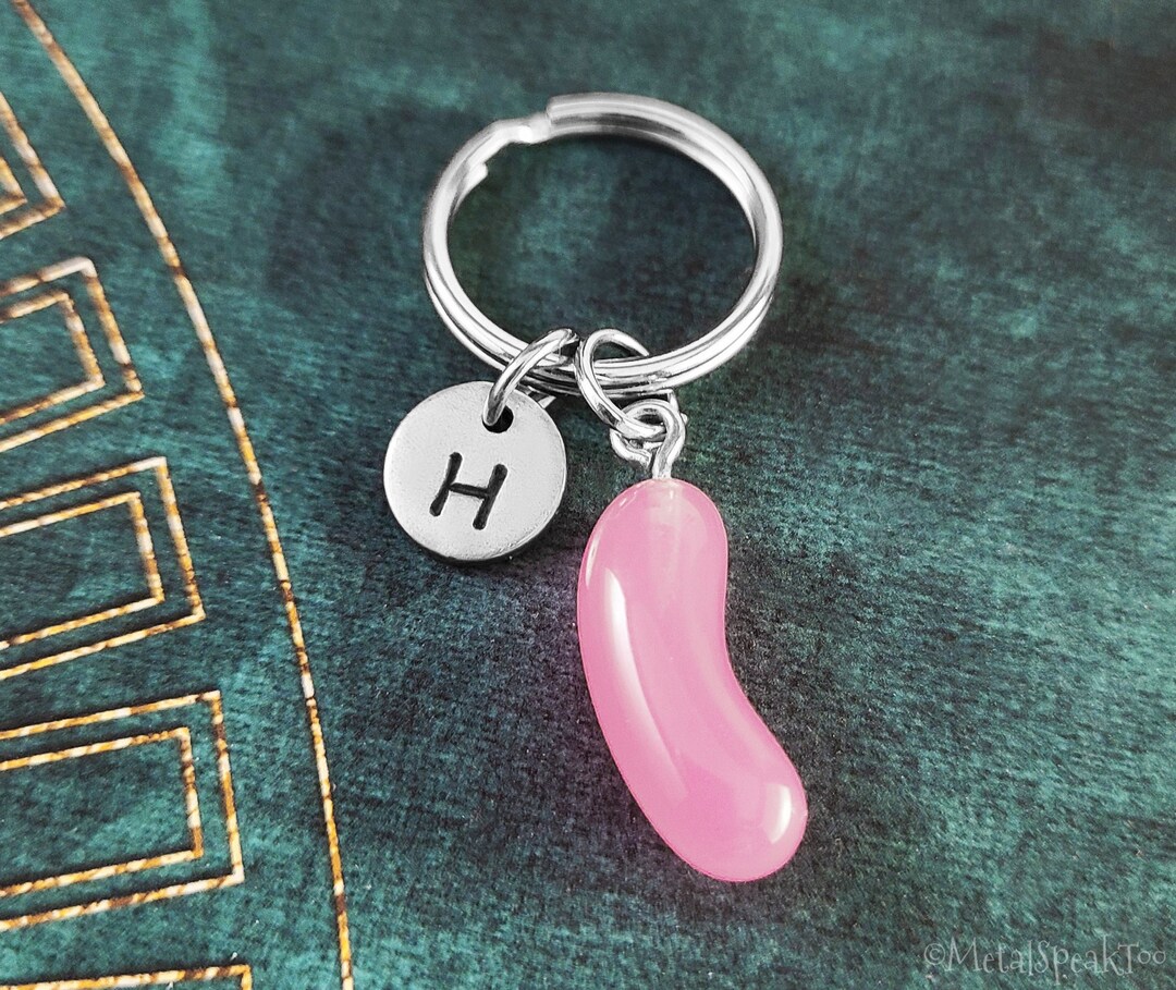 Jelly Bean Keychain SMALL Pink Jelly Bean Keyring Candy Keychain Easter ...