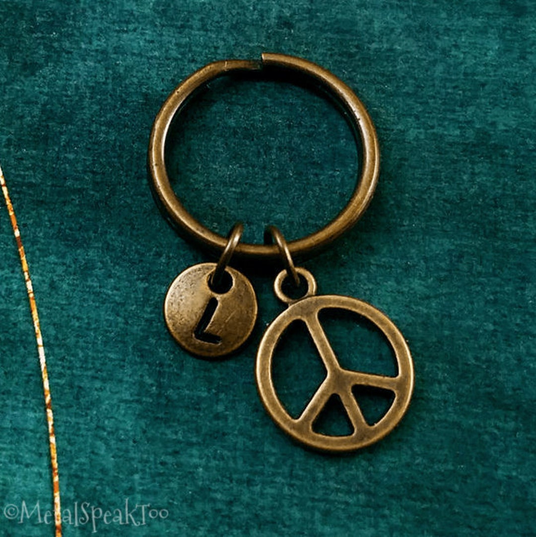 Peace Sign Keychain VERY SMALL Peace Sign Keyring Hippie Keychain ...