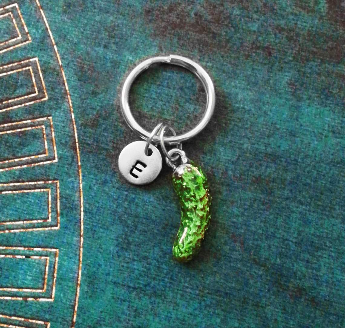 Pickle Keychain VERY SMALL Pickle Keyring Green Pickle Charm - Etsy