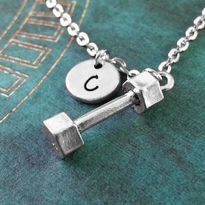 Dumbbell Keyring, Personalized Necklace, Barbell Pendant, Custom Key ...
