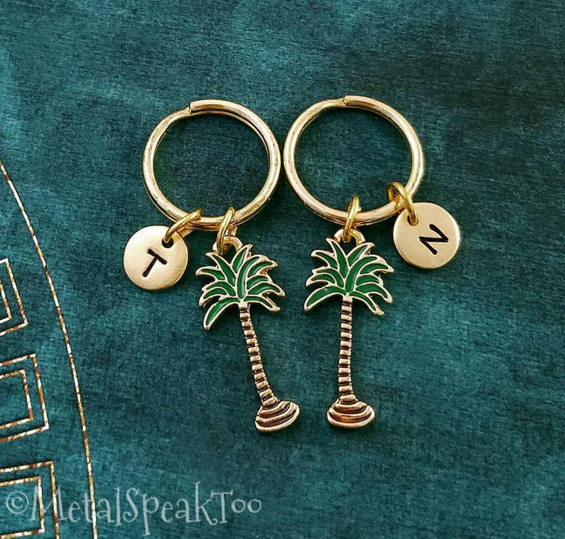 Palm Tree Keychain SET of 2 SMALL Palm Tree Keyrings Beach - Etsy