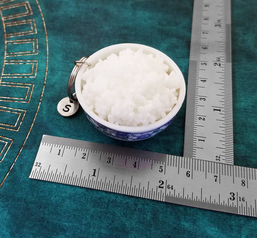 Rice Keychain LARGE Rice Bowl Keychain Rice Keychain Chinese - Etsy