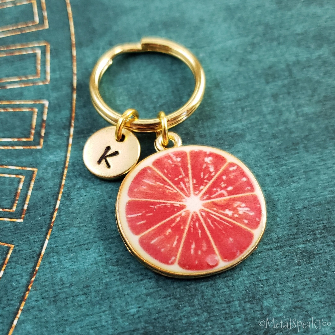 Grapefruit Keychain SMALL Red Fruit Slice Pendant Keyring Tropical ...