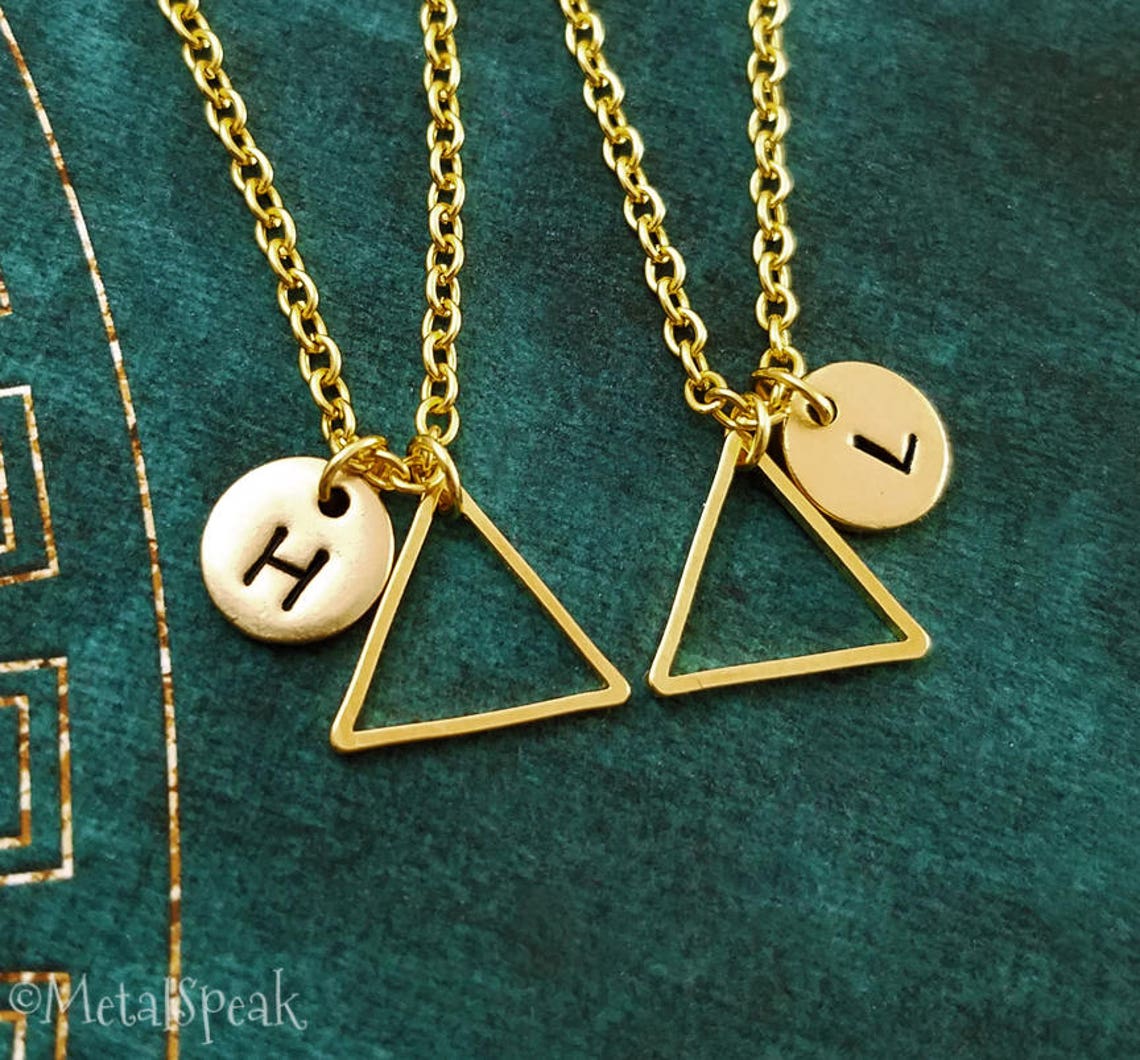 Triangle Keychain SET of 2 SMALL Triangle Keyrings Geometric Keychain ...