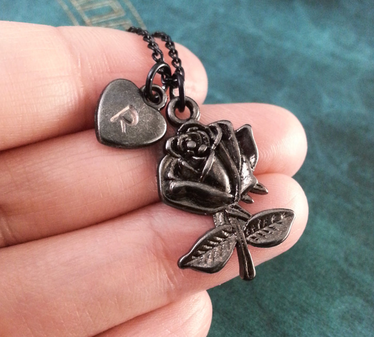 Black Rose Keychain, SMALL Rose Charm, Personalized Key Ring, Valentine ...