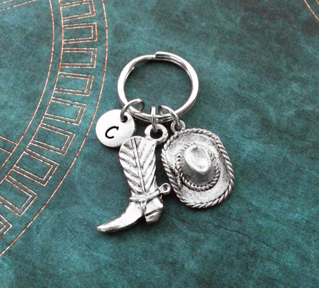 Cowboy Hat Keychain, SMALL Cowboy Boot Keyring, Boots Keychain Desert ...