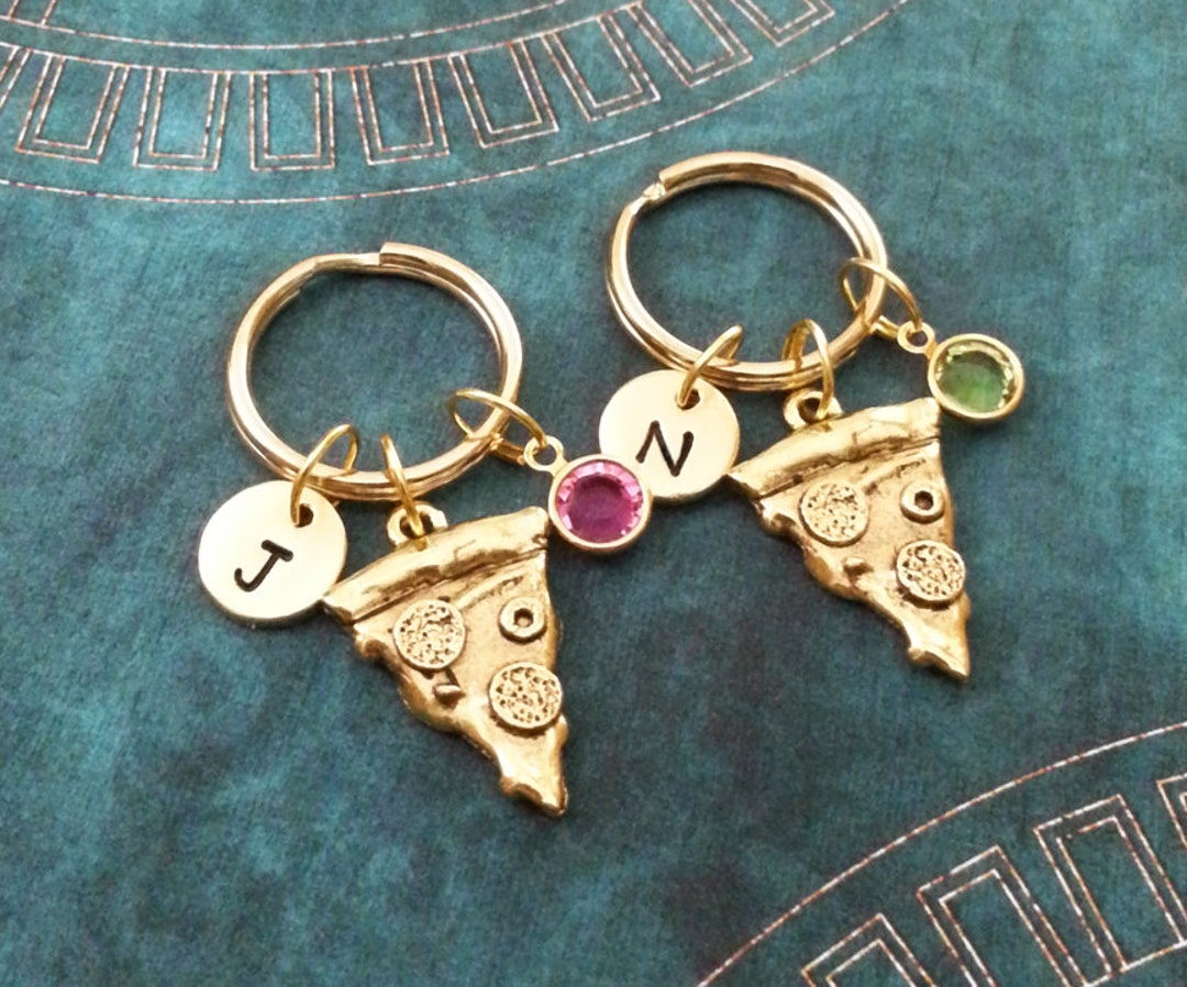 Pizza Keychain SMALL Gold Pizza Slice Keychain Personalized Keychain ...