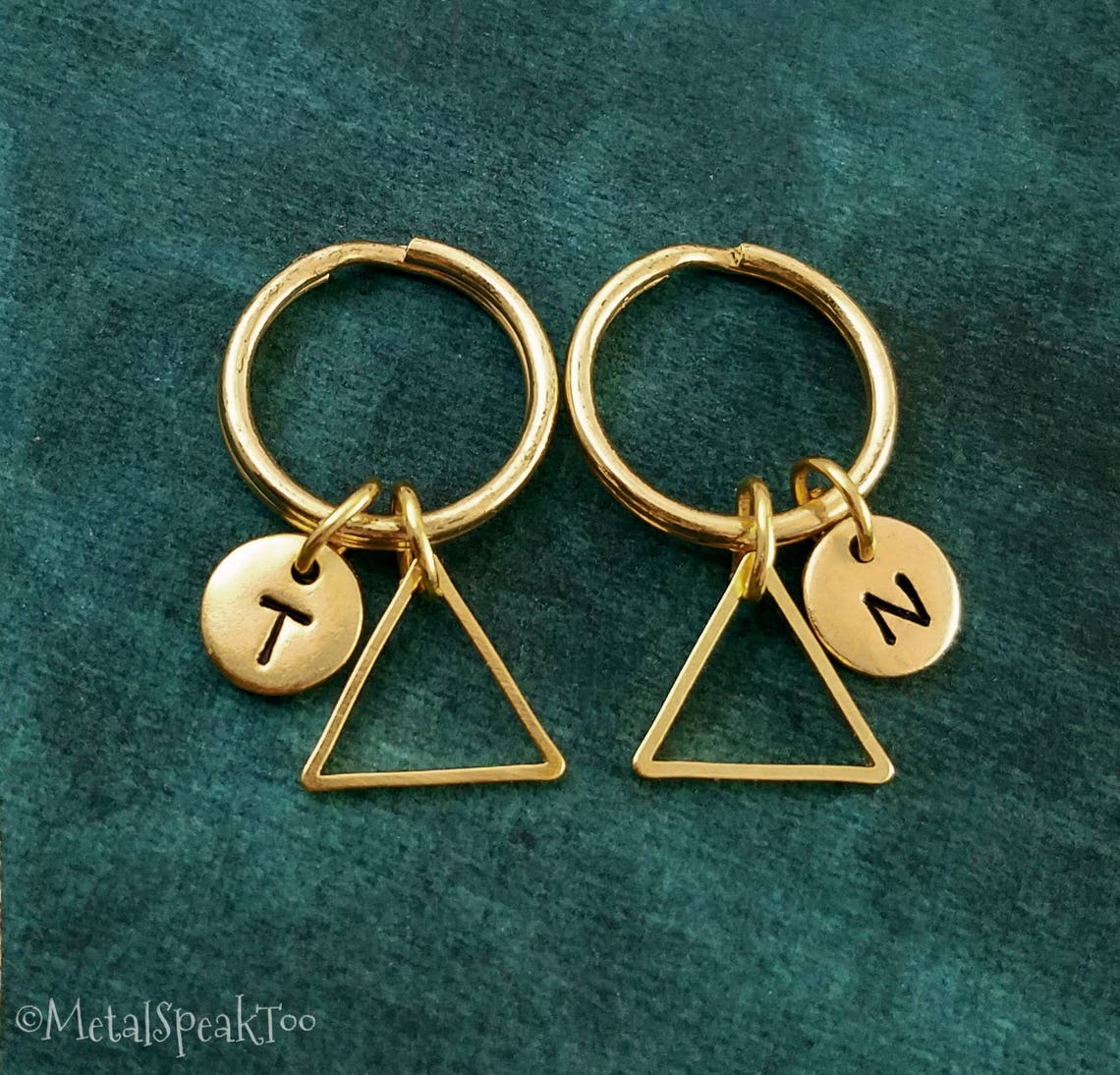 Triangle Keychain SET of 2 SMALL Triangle Keyrings Geometric Keychain ...