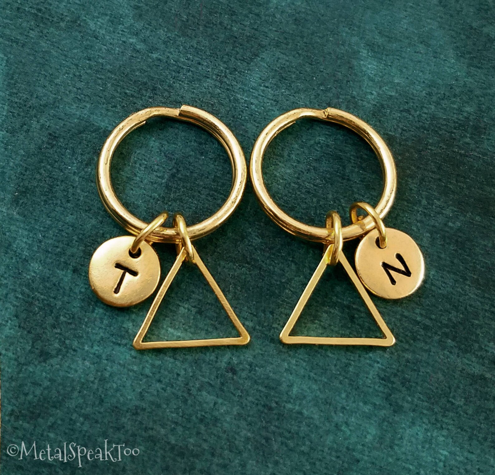 Triangle Keychain SET of 2 SMALL Triangle Keyrings Geometric Keychain ...