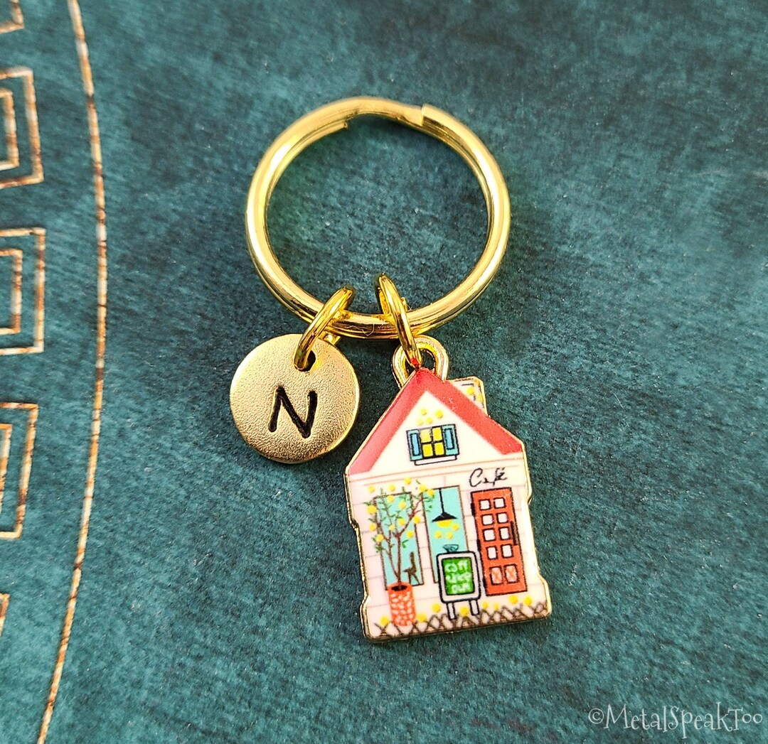 Cafe Keychain SMALL Coffee House Keychain Coffee Keychain Coffee Gift ...