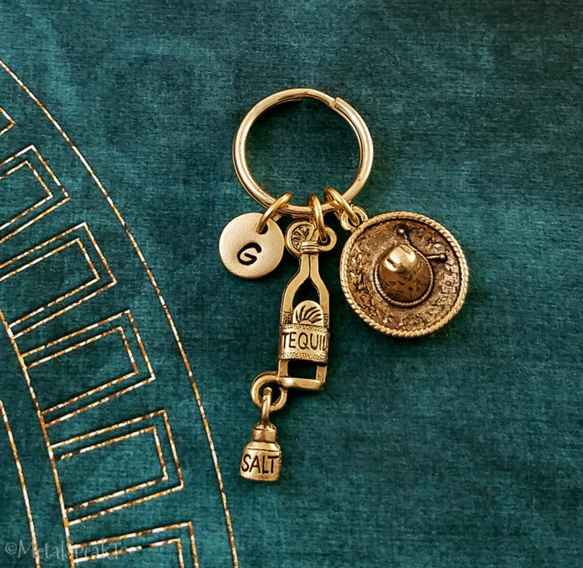 Tequila Keychain SMALL Sombrero Keychain Charm Keychain Mexican ...