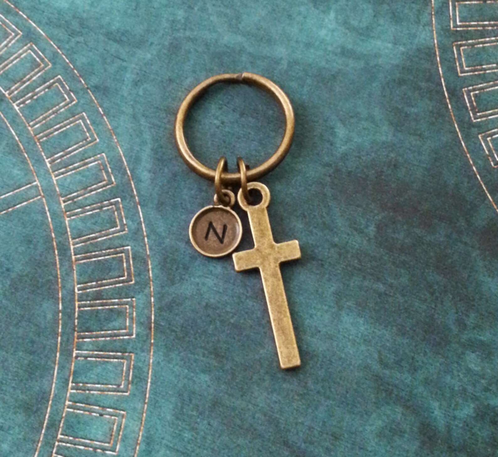 Cross Keychain VERY SMALL Bronze Cross Keyring Cross Charm - Etsy