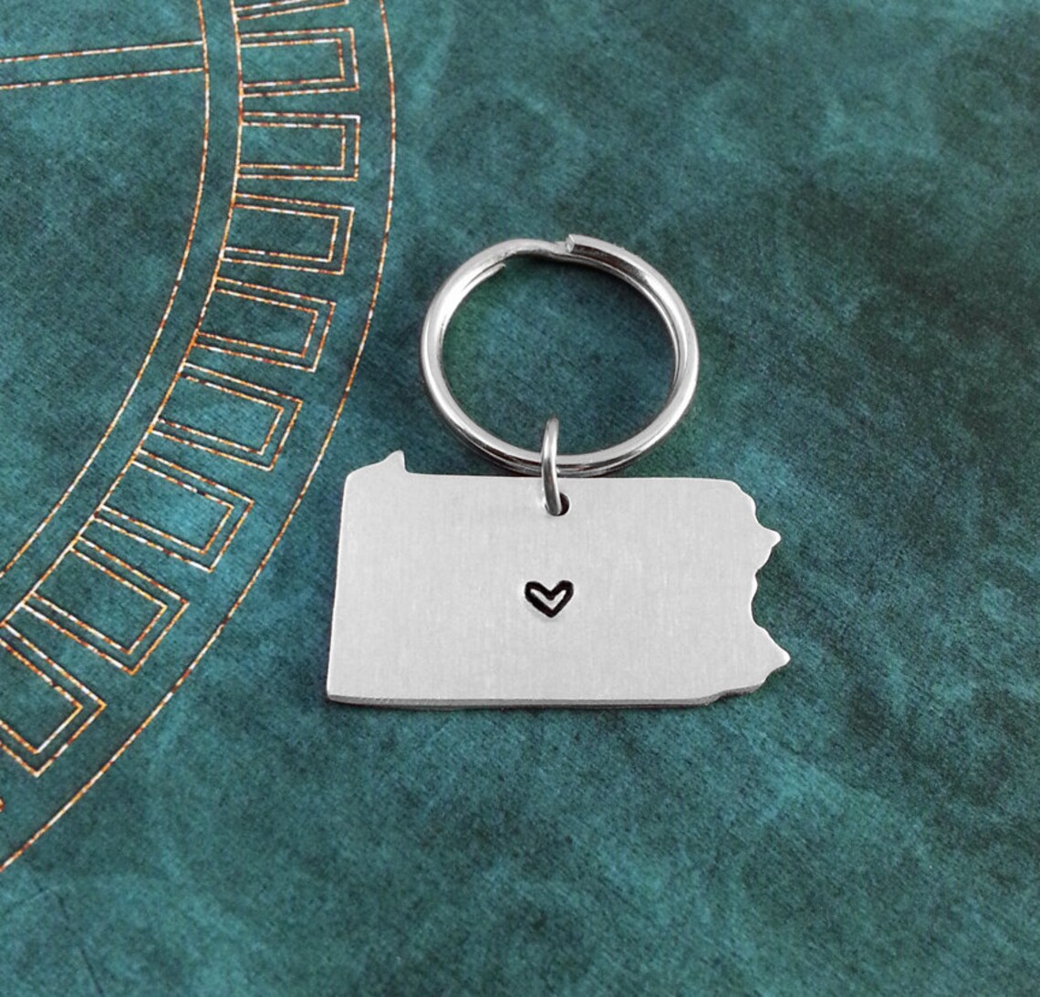 Pennsylvania Keychain Personalized Hand Stamped Pennsylvania - Etsy