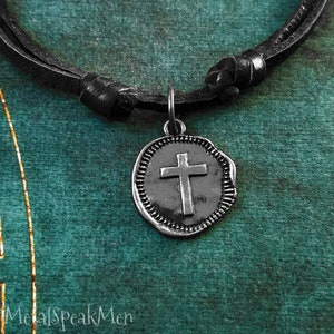 Black Cross Keychain SMALL Gunmetal Cross Keyring Coin Charm Christian ...