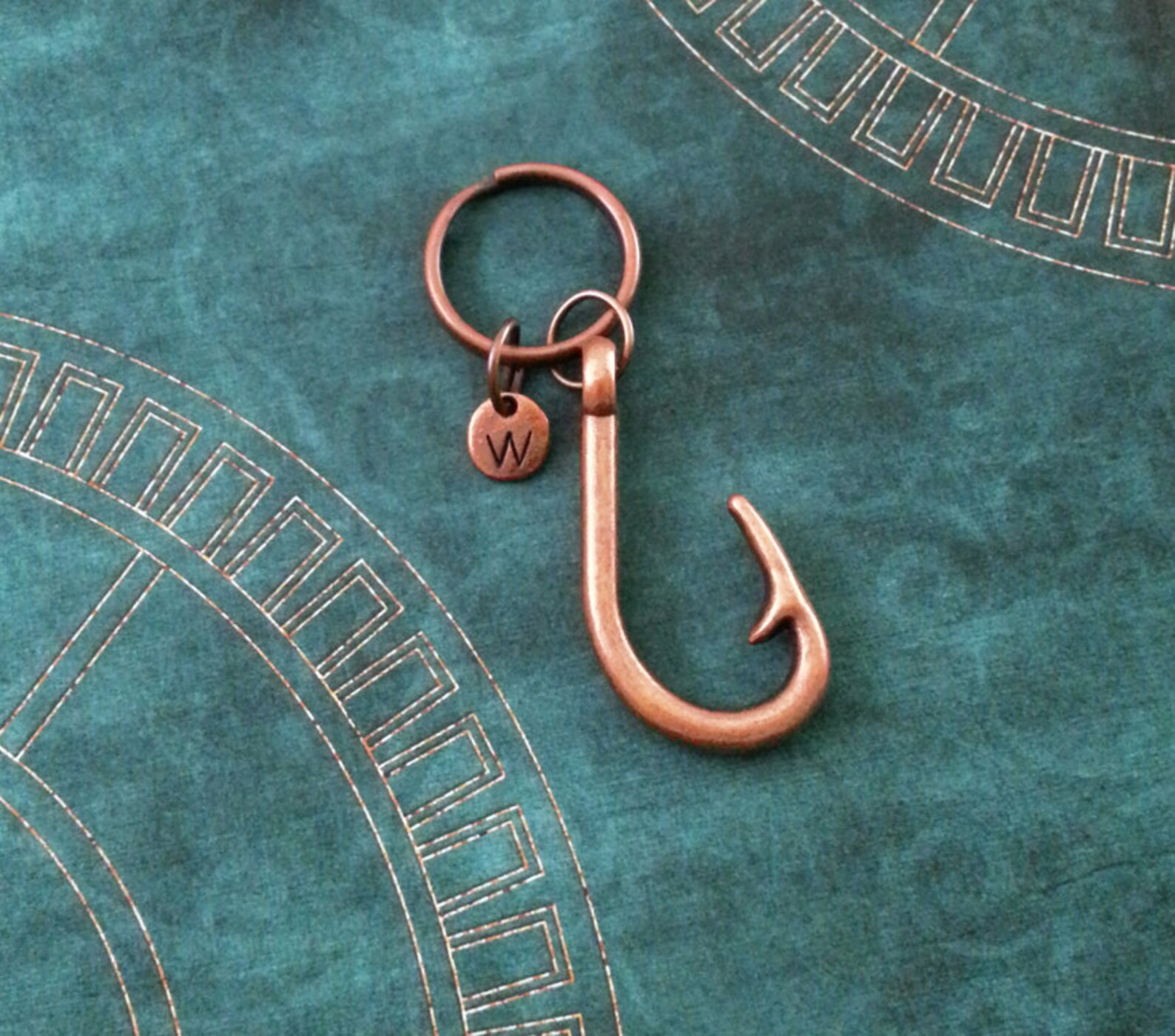 Fish Hook Keychain SMALL Copper Fishhook Keychain Personalized - Etsy