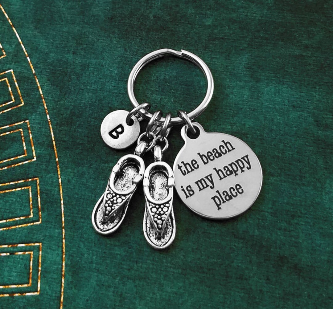 The Beach is My Happy Place Keychain SMALL Beach Keychain Travel ...