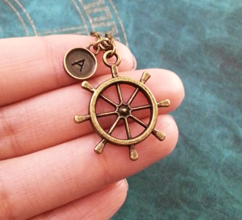 Ship Wheel Keychain SMALL Bronze Wheel Keyring Personalized | Etsy