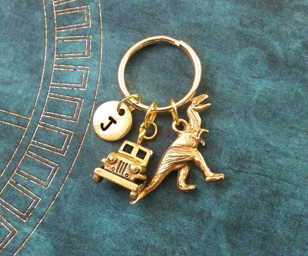 Dinosaur Keychain SMALL T-rex Keychain Personalized Keychain Gold ...