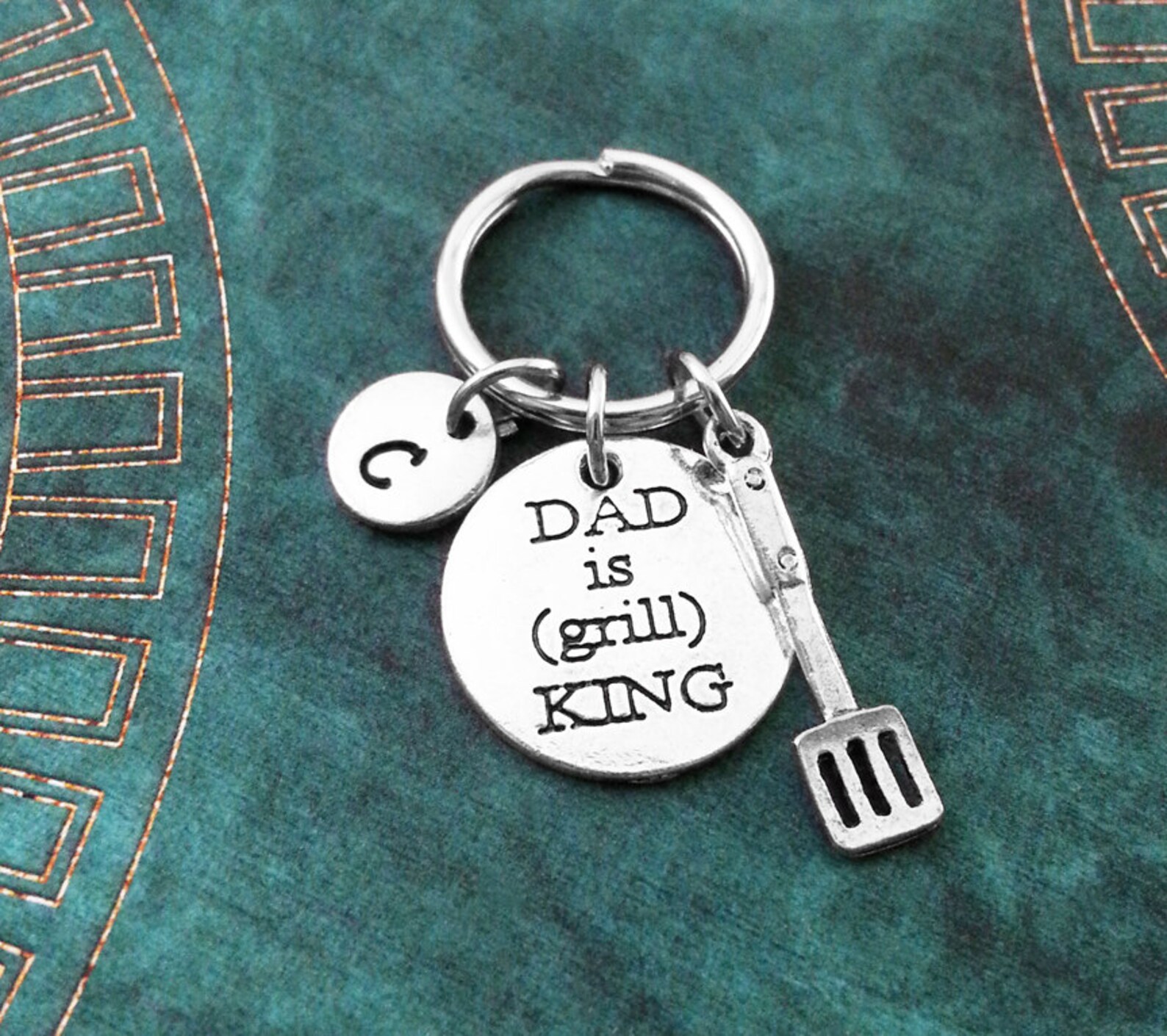 Dad is Grill King Keychain SMALL Dad Keyring Spatula Keychain | Etsy