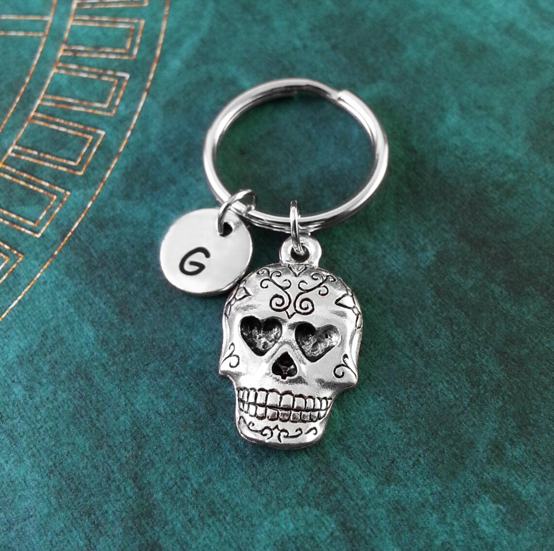 Sugar Skull Keychain SMALL Day of the Dead Keychain Personalized ...